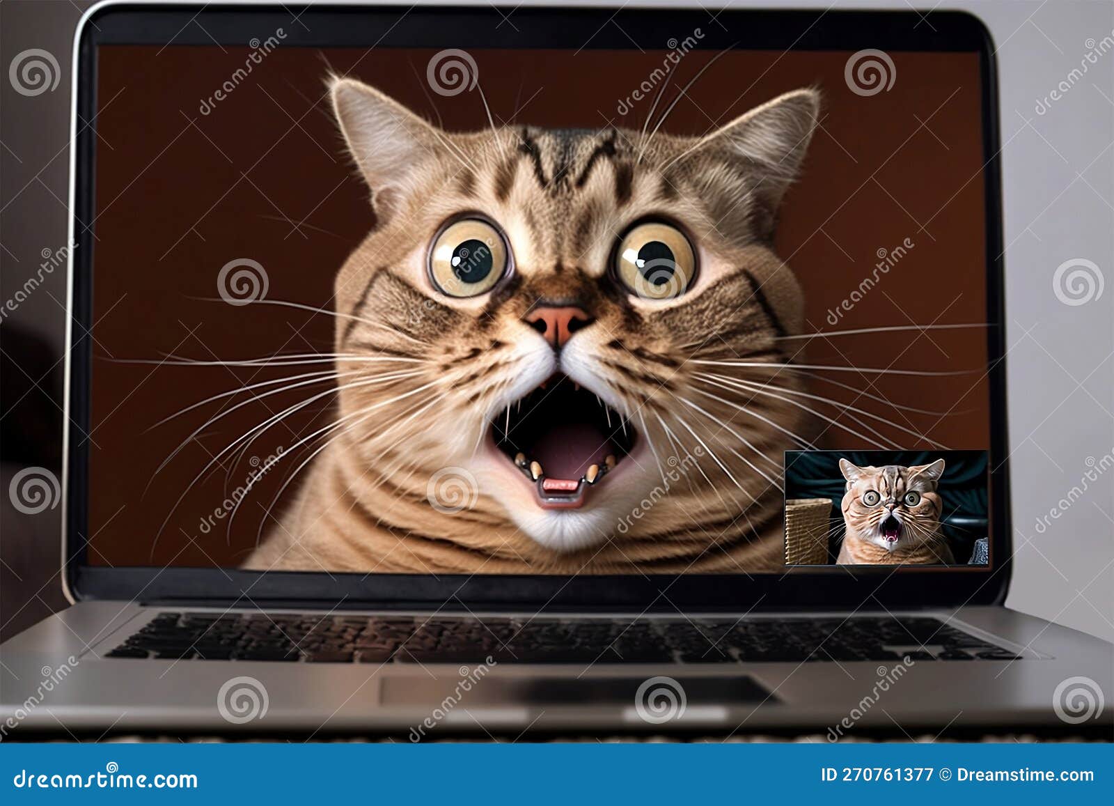 Cat Talks Emotionally on Video Call. Generative AI Stock Illustration ...