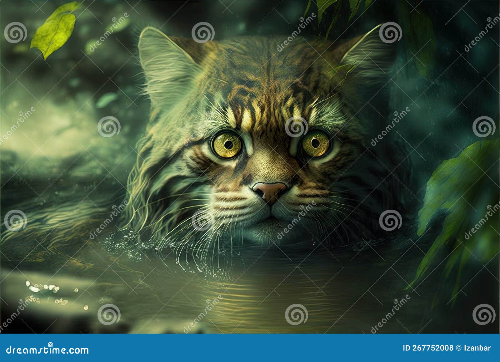 Cat Tarzan In The Jungle Illustration Generative Ai | CartoonDealer.com ...