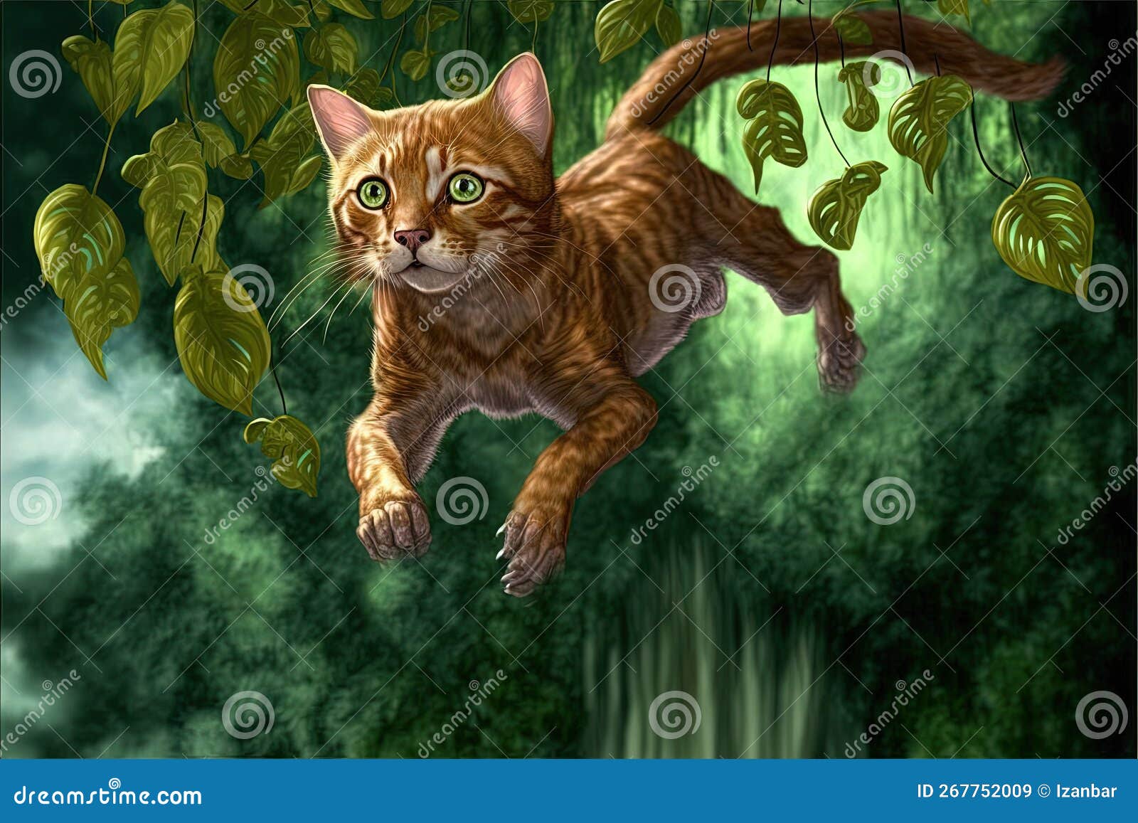 Cat Tarzan In The Jungle Illustration Generative Ai Royalty-Free ...