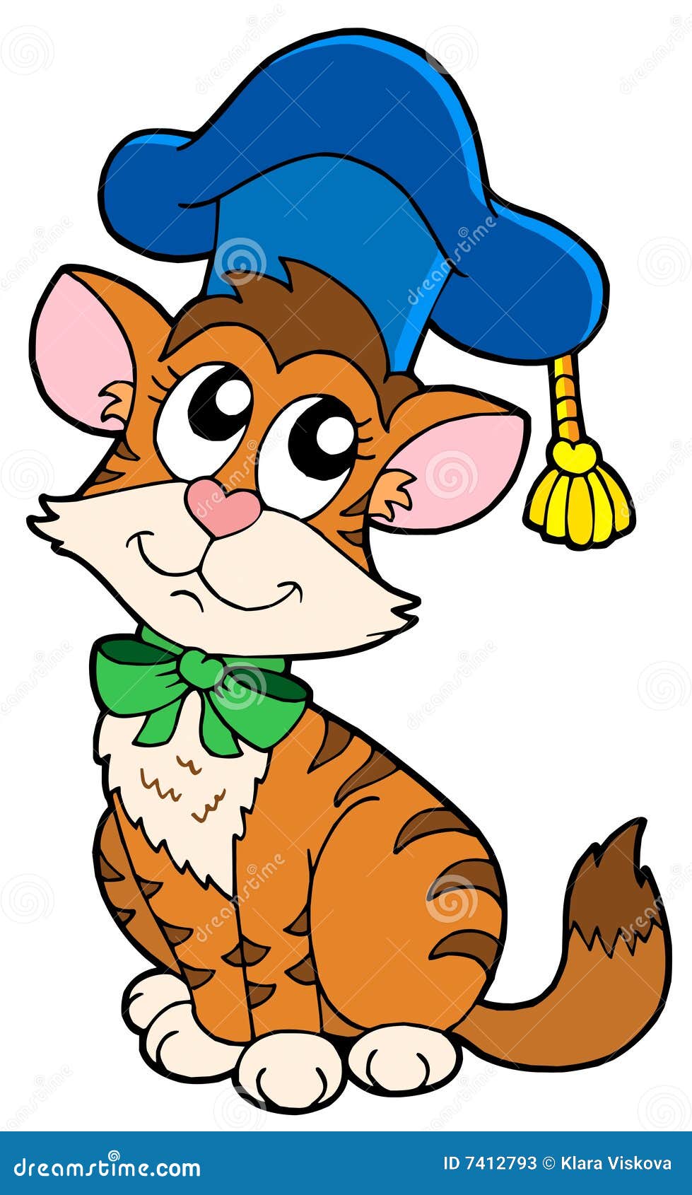 Cat teacher in hat stock vector. Illustration of cute - 7412793