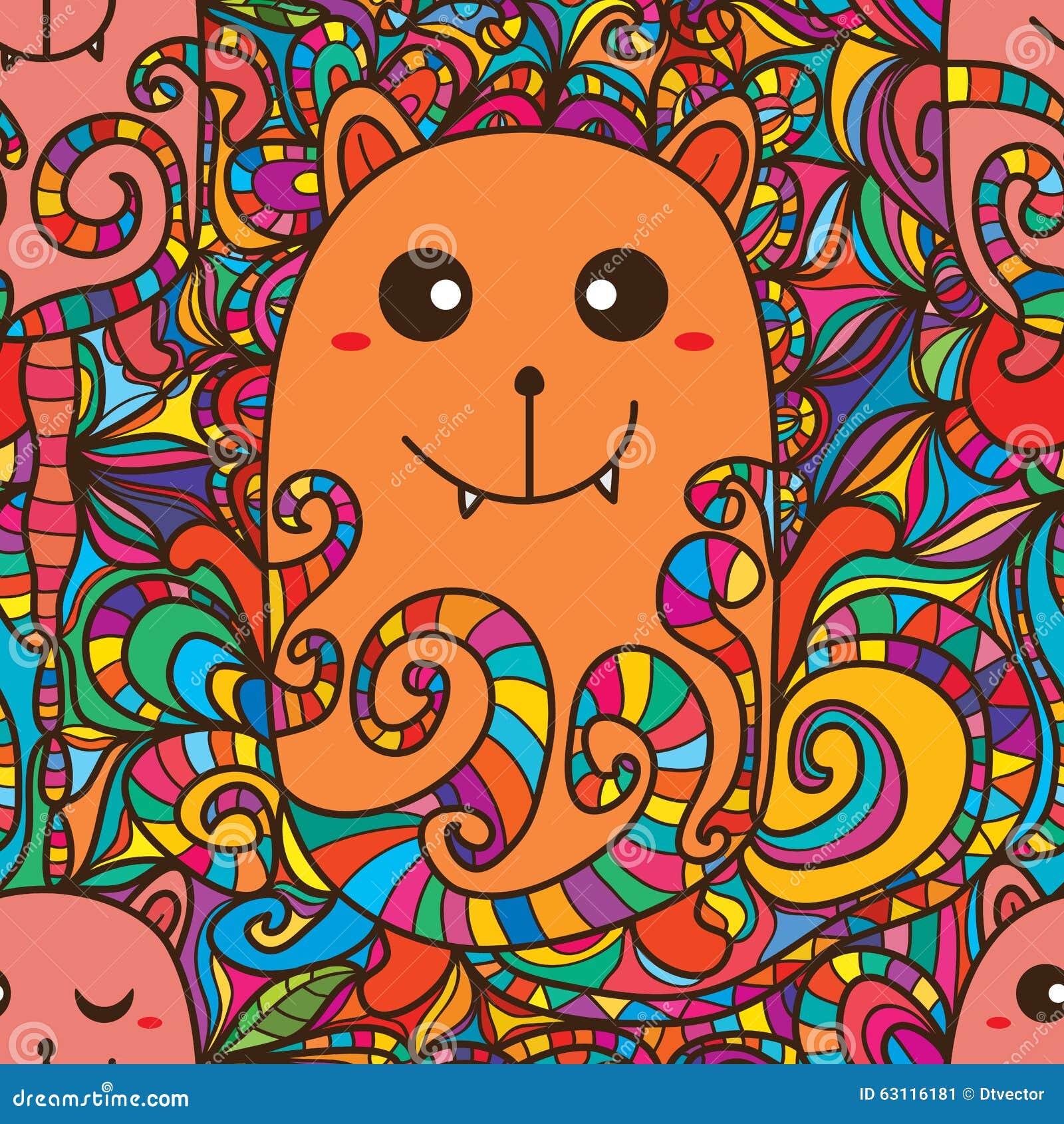 Cat Teeth Cute Seamless Pattern Stock Vector - Illustration of animals ...