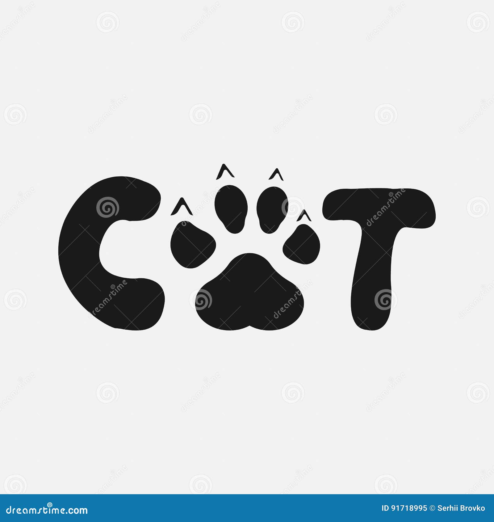 Cat Text with Paw Print. Vector Illustration Stock Vector ...