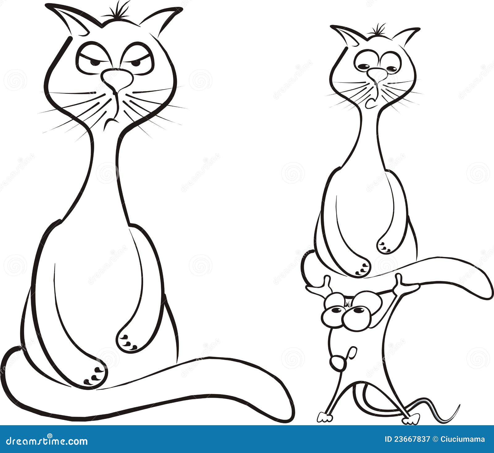 Cat thinking stock vector. Illustration of tail, mammals - 23667837