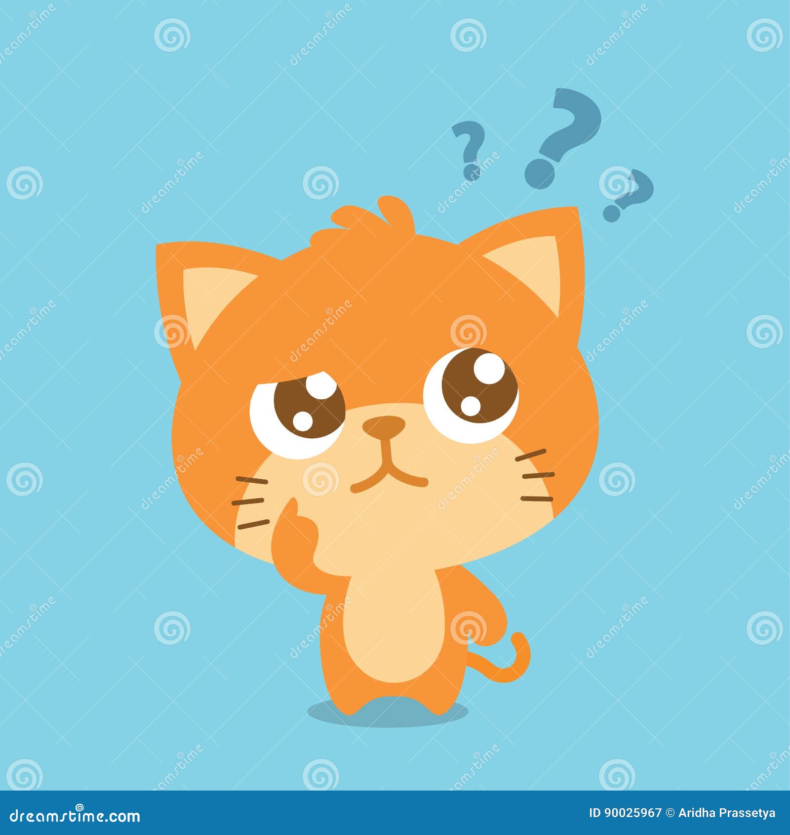 Cat Thinking Character Collection Stock Vector - Illustration of little ...