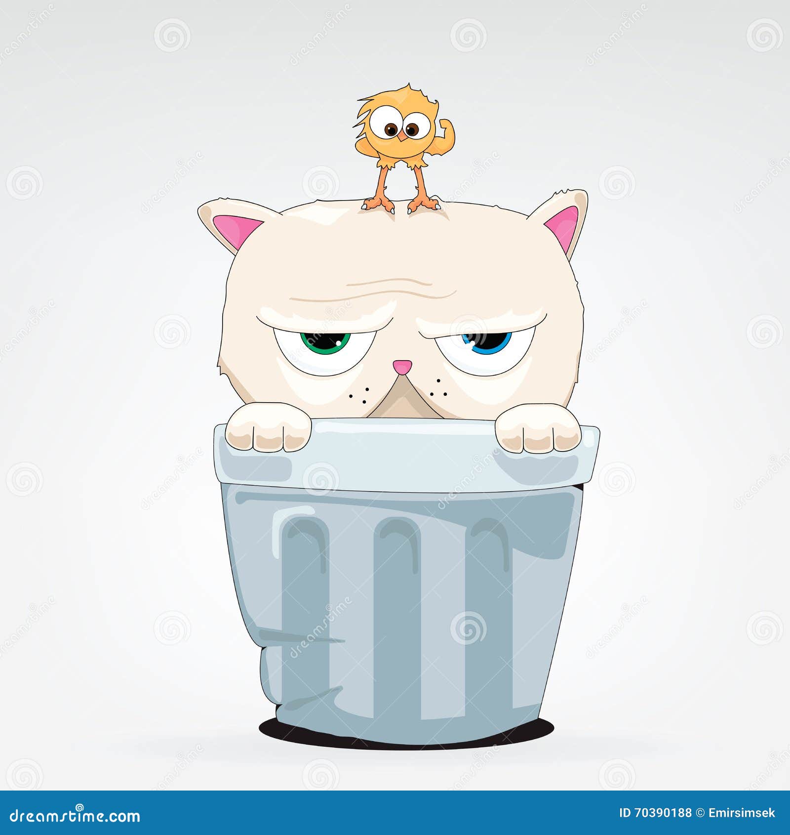 Cat in a Thrash Can stock vector. Illustration of element - 70390188