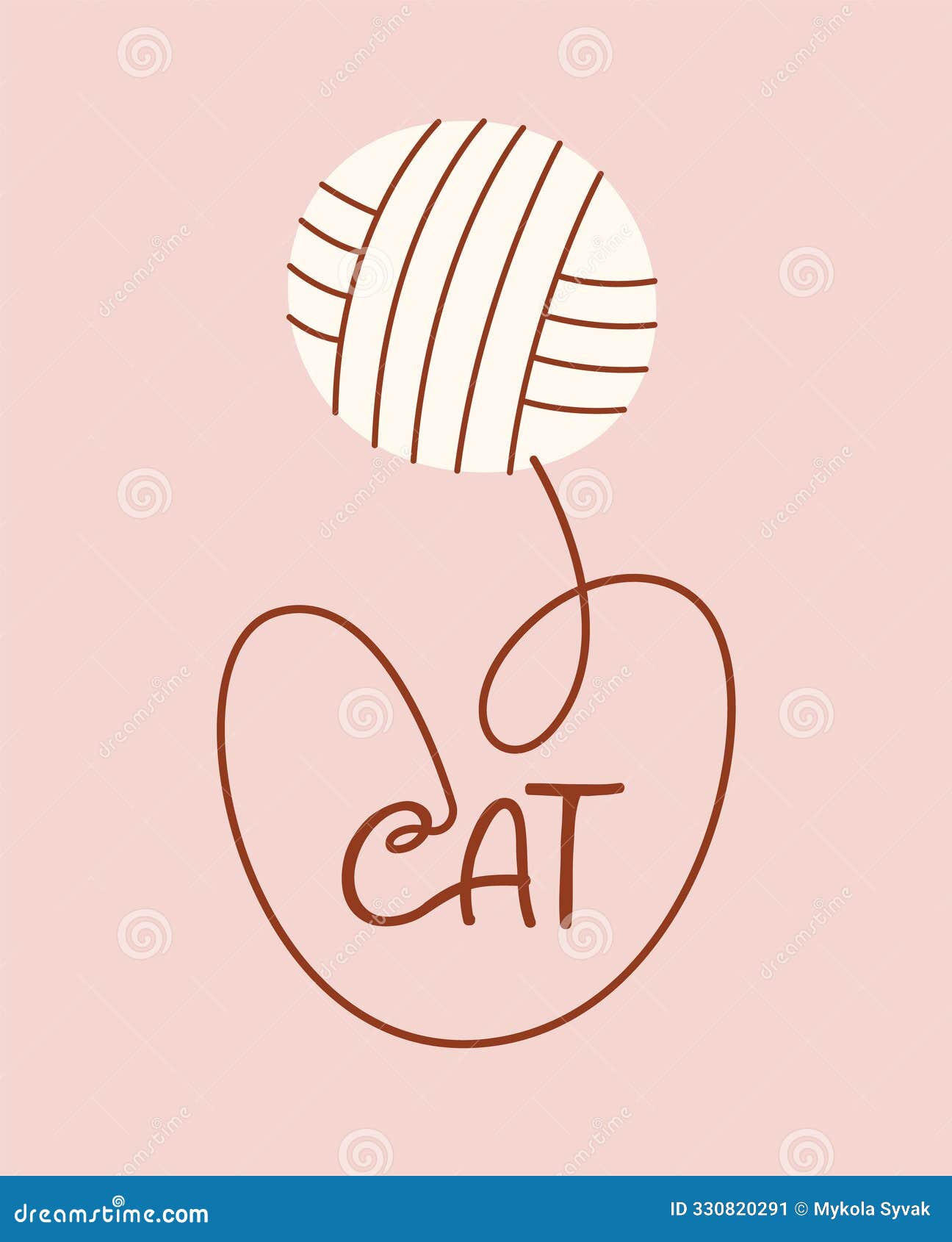 Cat with Threads Ball Background Poster Stock Vector - Illustration of ...