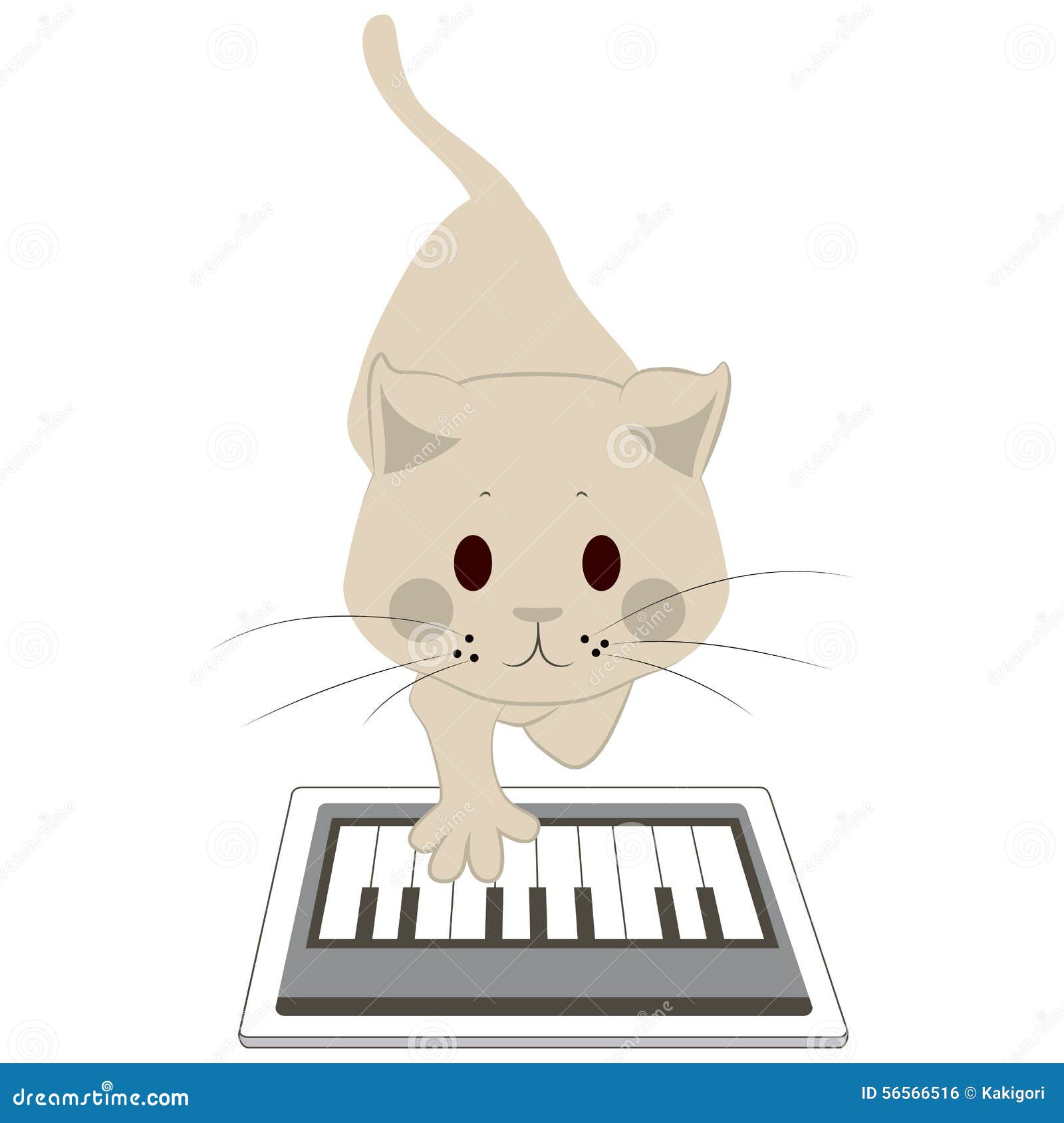 Cat Touching Screen Tablet stock vector. Illustration of kitten - 56566516