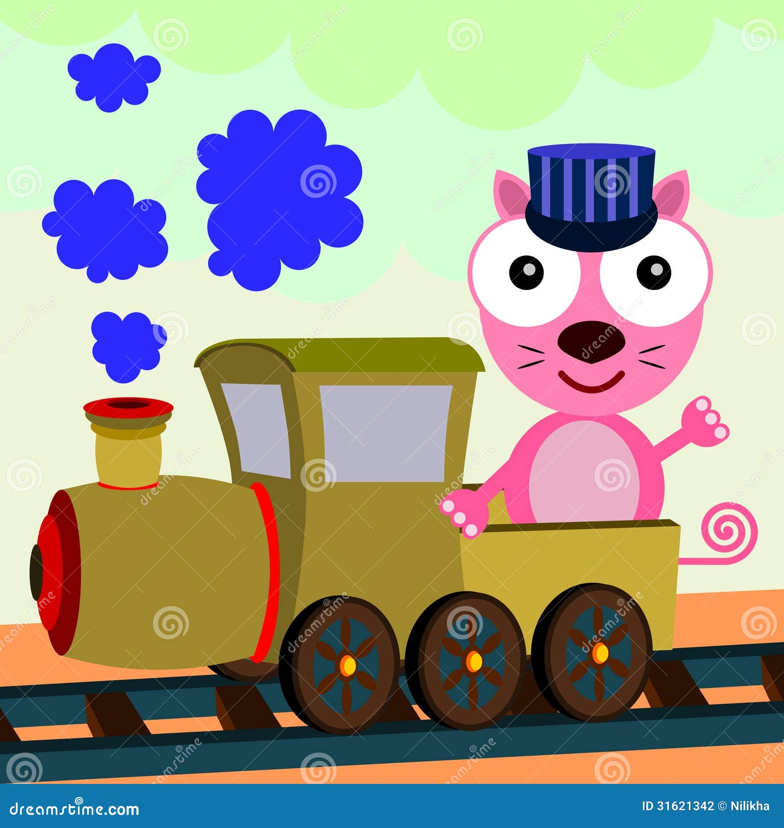 Cat train stock illustration. Illustration of riding - 31621342
