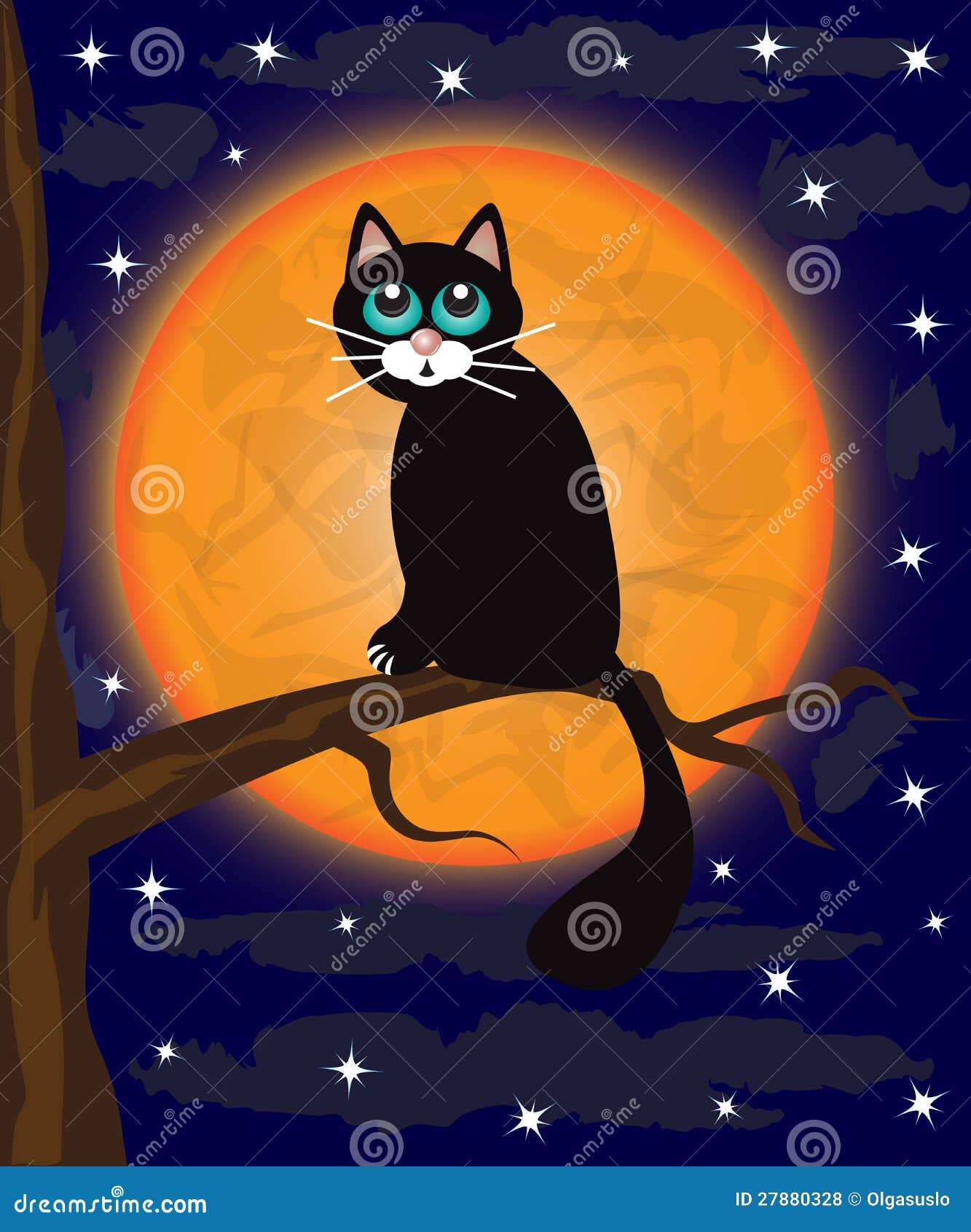 Cat on a tree stock illustration. Illustration of clip - 27880328