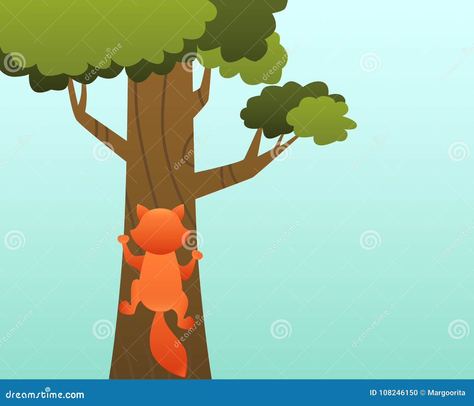 Cat on the tree stock vector. Illustration of drawing - 108246150