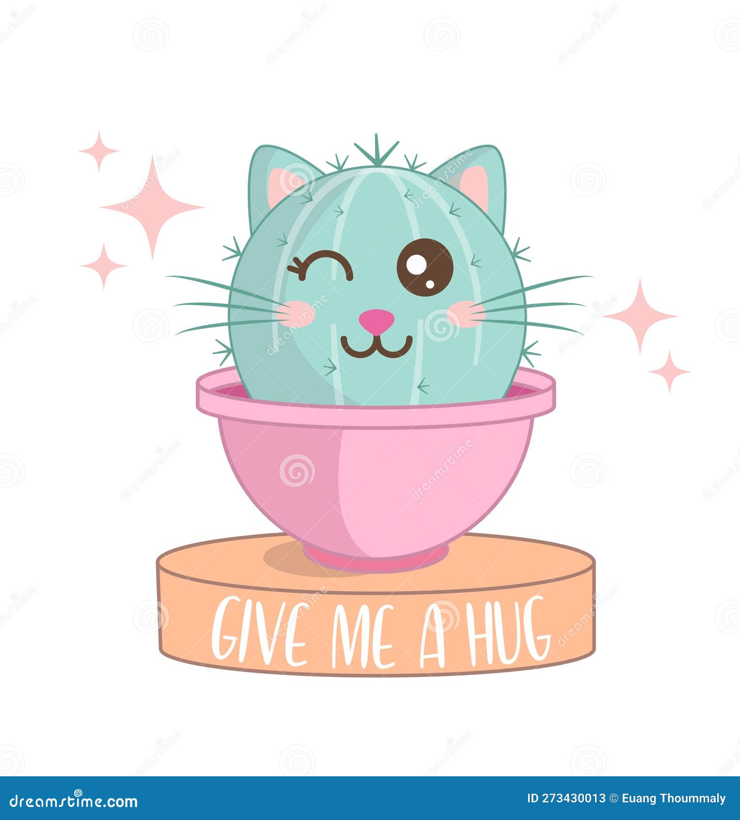 Cat Tus Vector Cactus Give Me a Hug, Cutecat Stock Vector ...