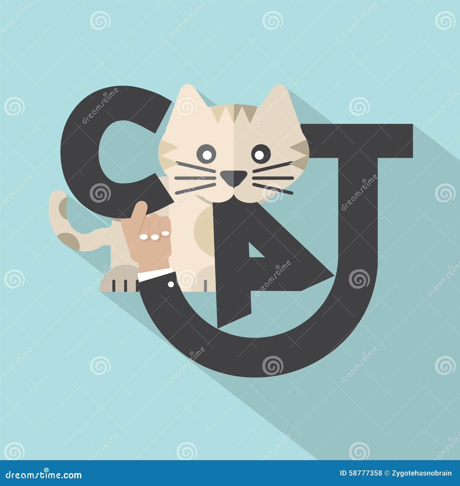 Cat Typography Design. stock vector. Illustration of banner - 58777358