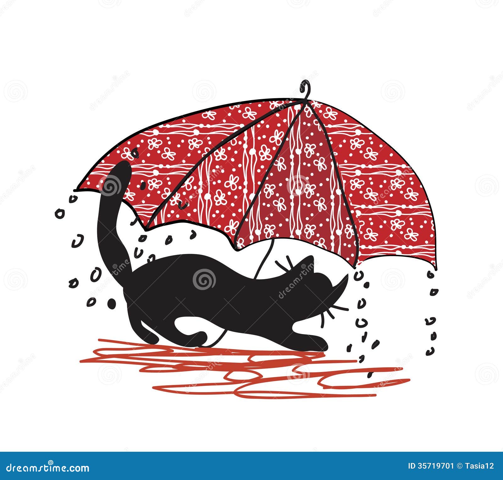 Cat and Umbrella - Bad Weather Stock Vector - Illustration of cute ...