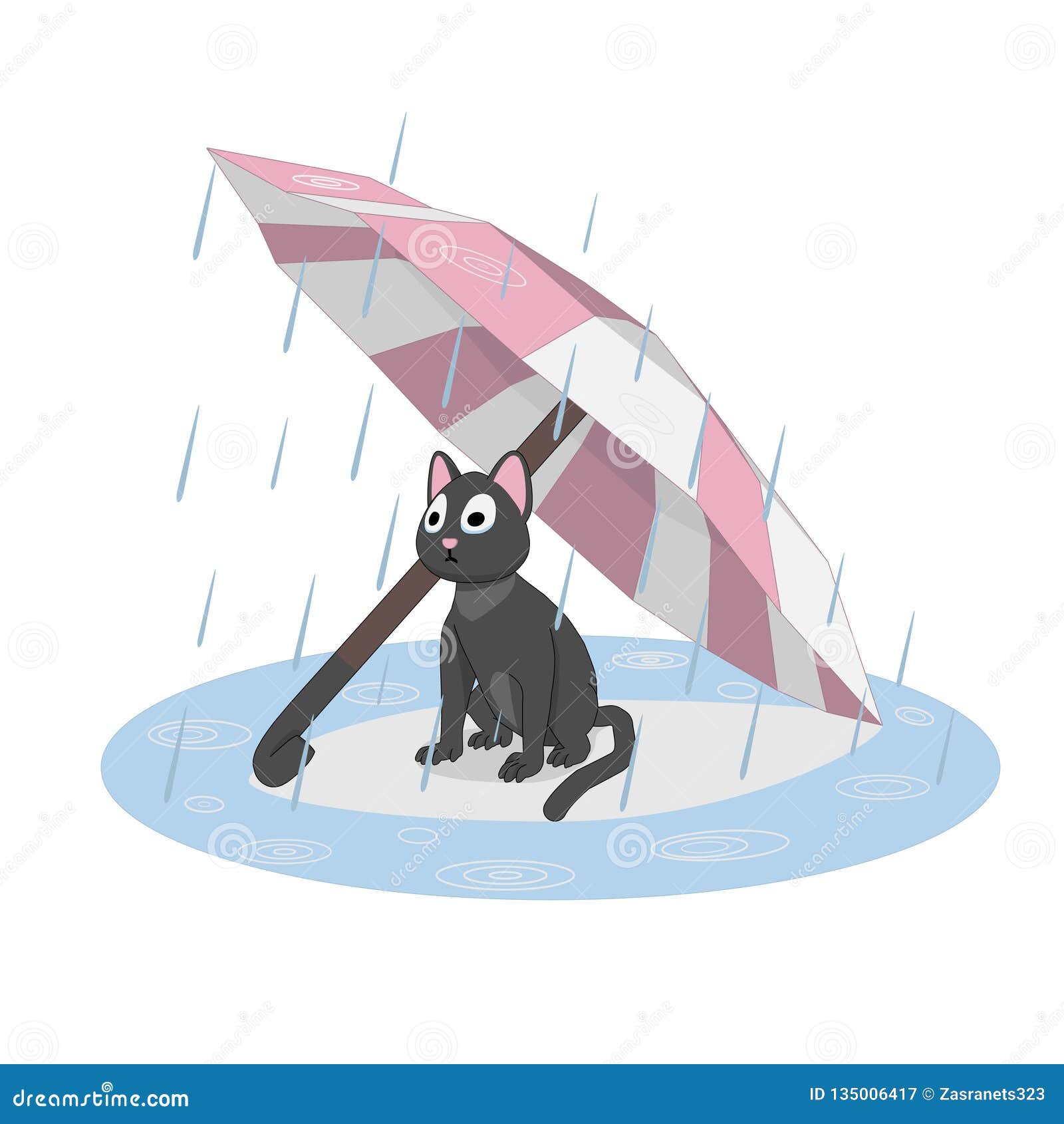Cat Under an Umbrella, Rain. Stock Vector - Illustration of kitty ...