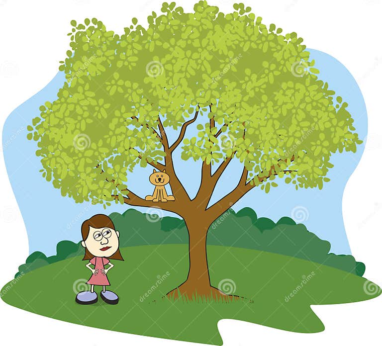 Cat Up a Tree stock vector. Illustration of anger, rescue - 9871090