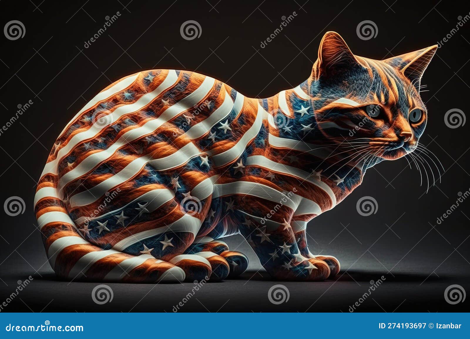 Cat Usa Flag Shape Illustration Generative Ai Stock Illustration ...