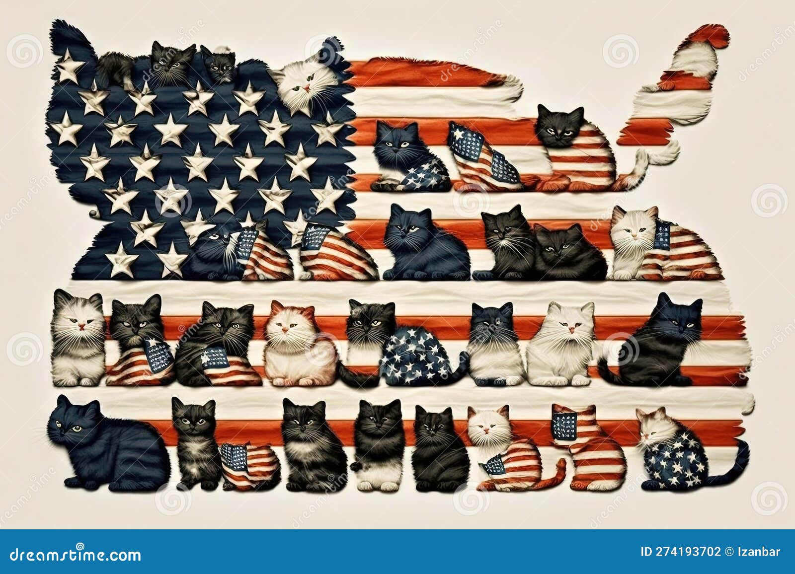 Cat Usa Flag Shape Illustration Generative Ai Stock Illustration ...