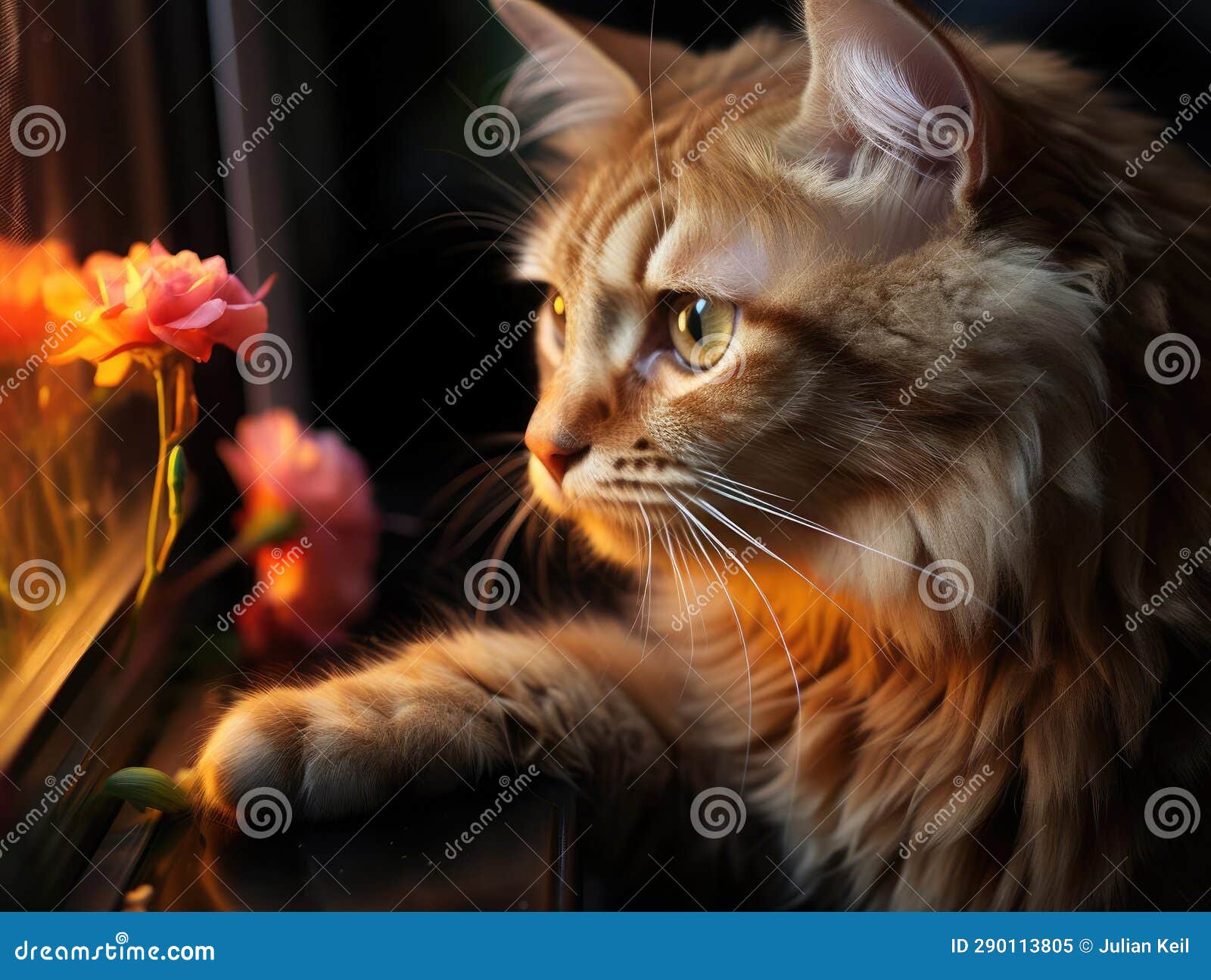 Cat Using Computer at Home Office Stock Illustration - Illustration of ...