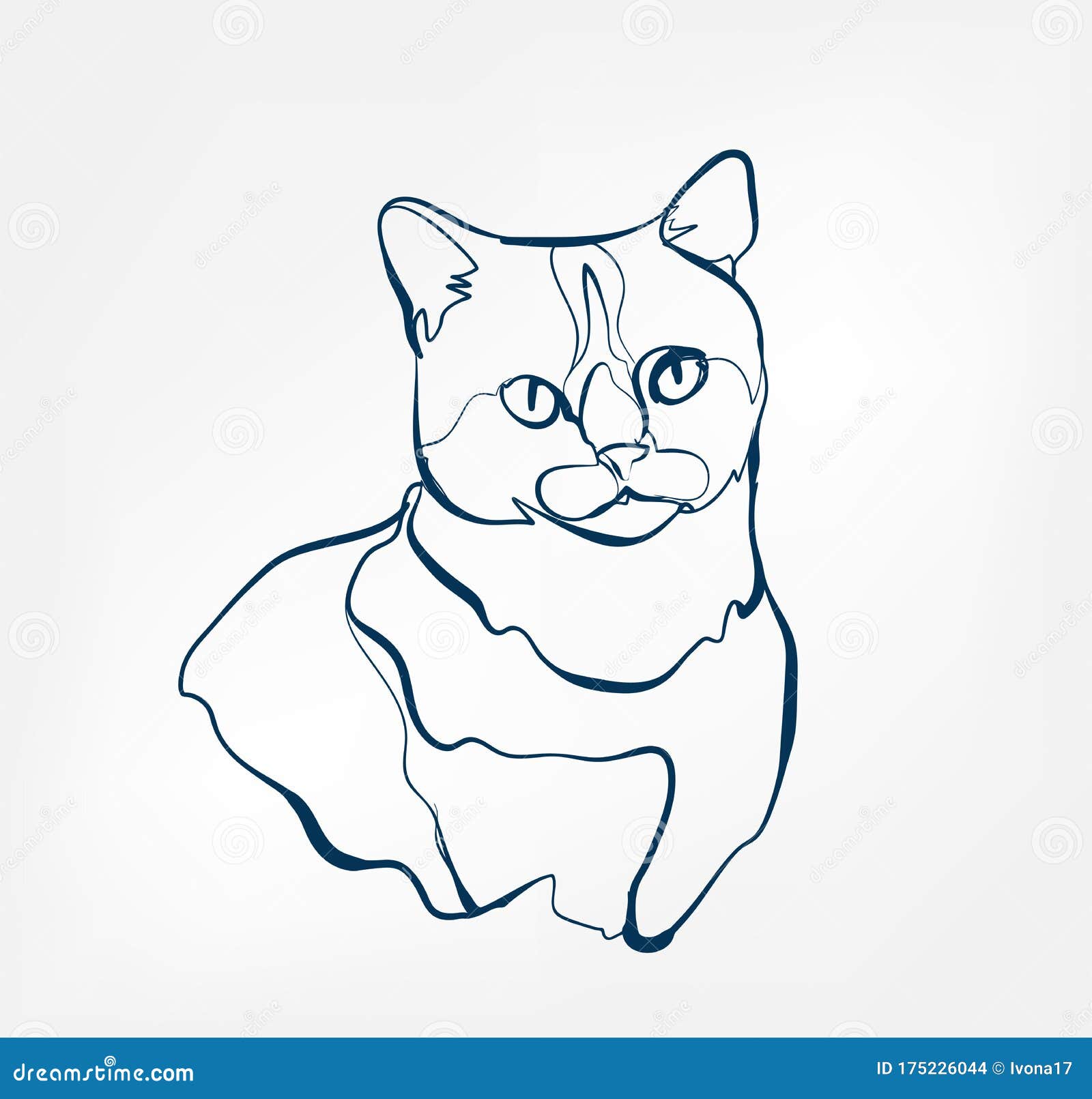 Cat Vector Animal Wild One Line Design Stock Illustration ...