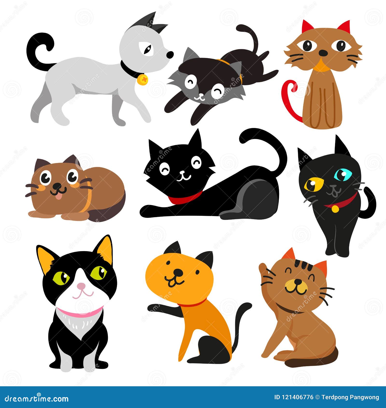 Cat Vector Collection Design Stock Vector - Illustration of graphic, wildlife: 121406776