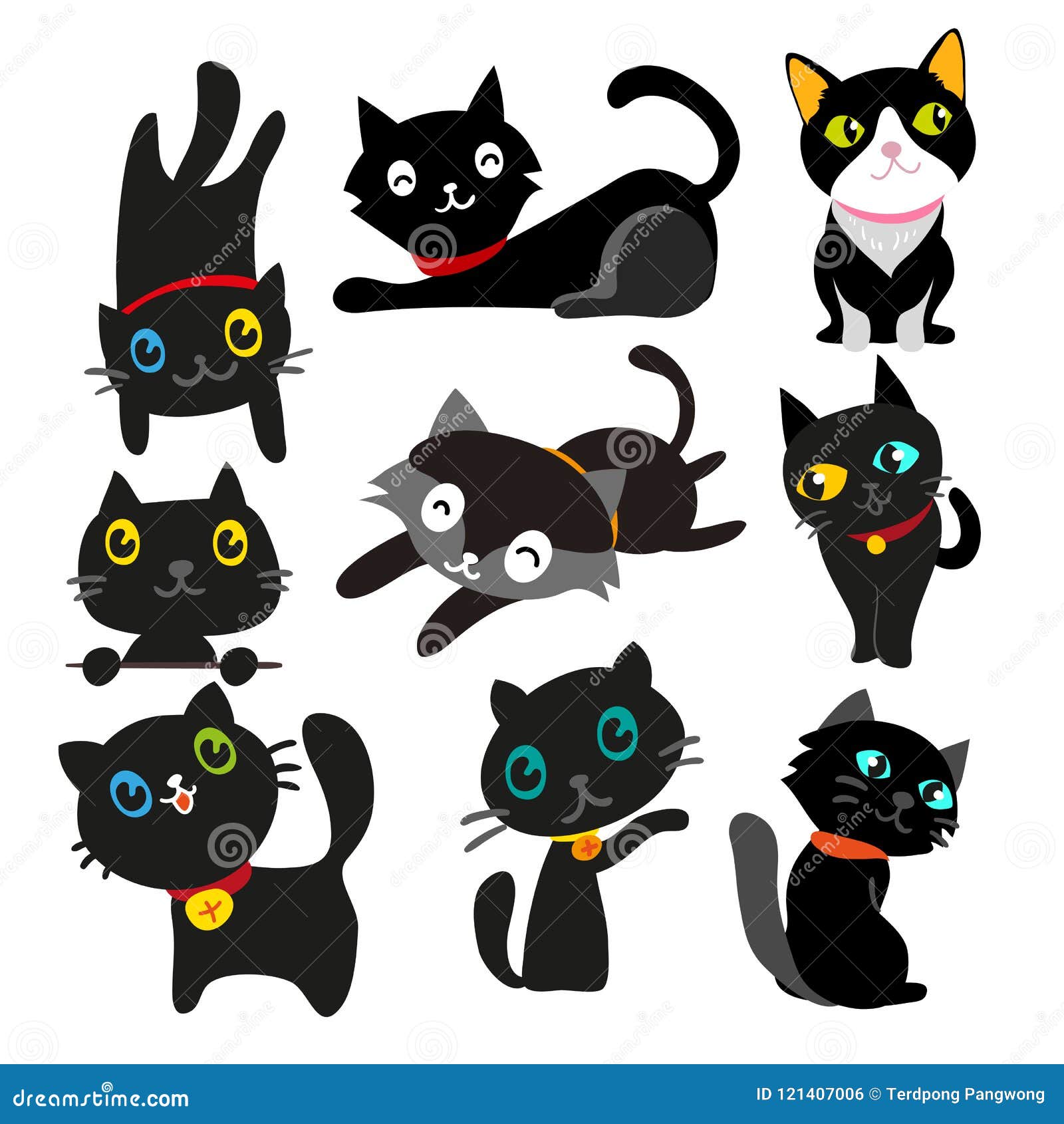 Cat Vector Collection Design Stock Vector - Illustration of graphic, isolate: 121407006