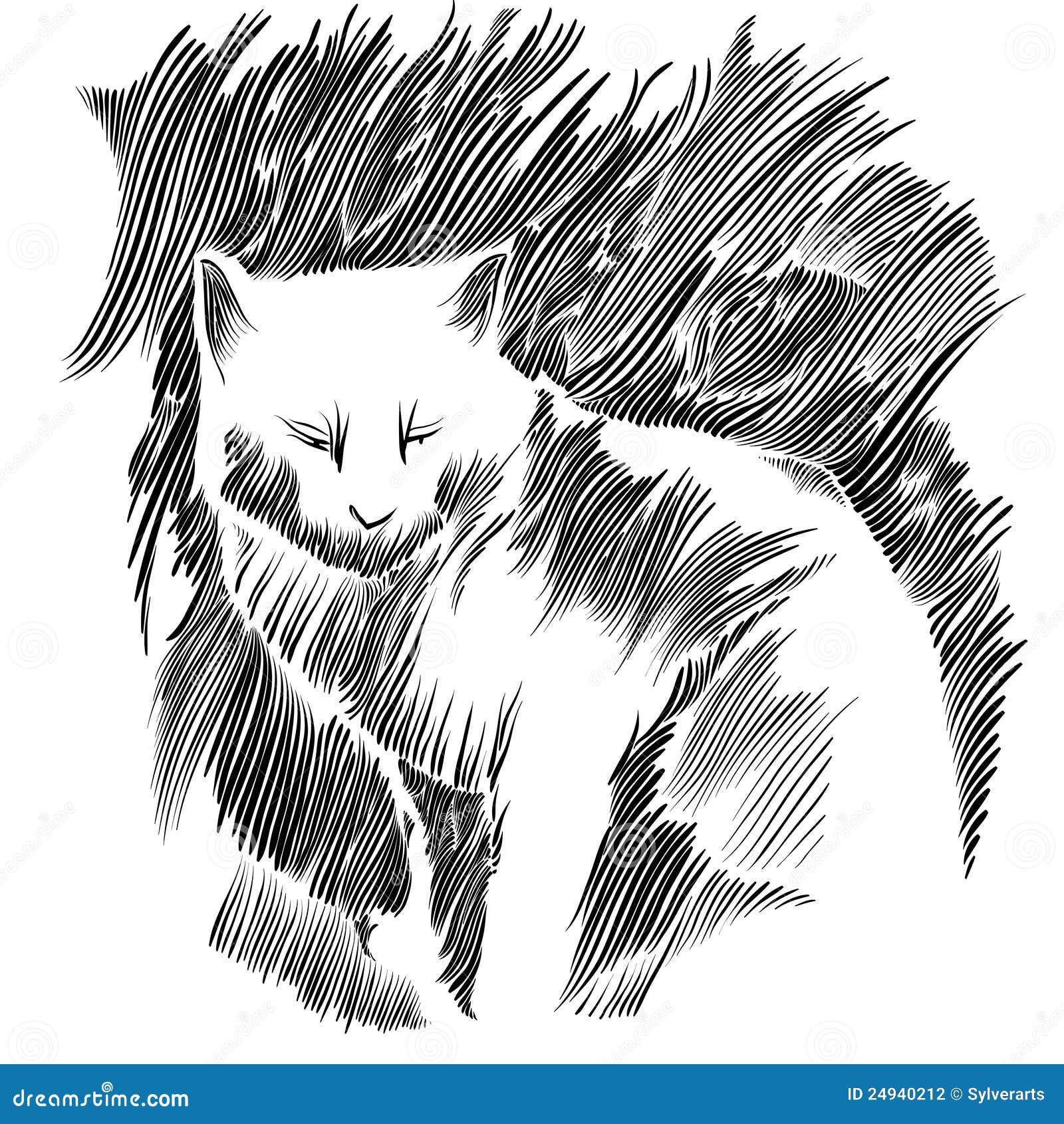 Cat vector drawing. stock vector. Illustration of drawing - 24940212
