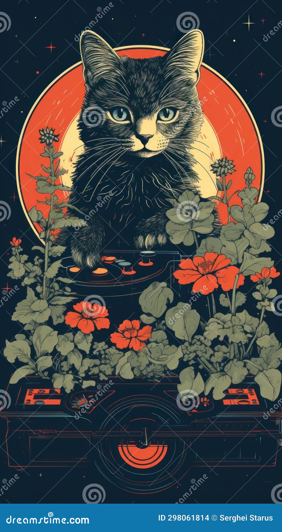 A Cat and a Video Game Controller on the Ground, AI Stock Photo - Image ...