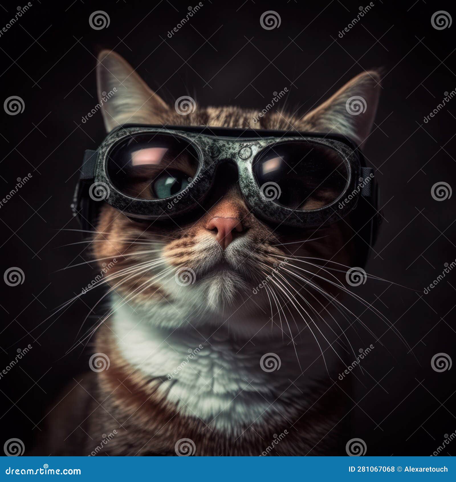 Cat in Virtual Glasses with Augmented Reality Stock Illustration ...