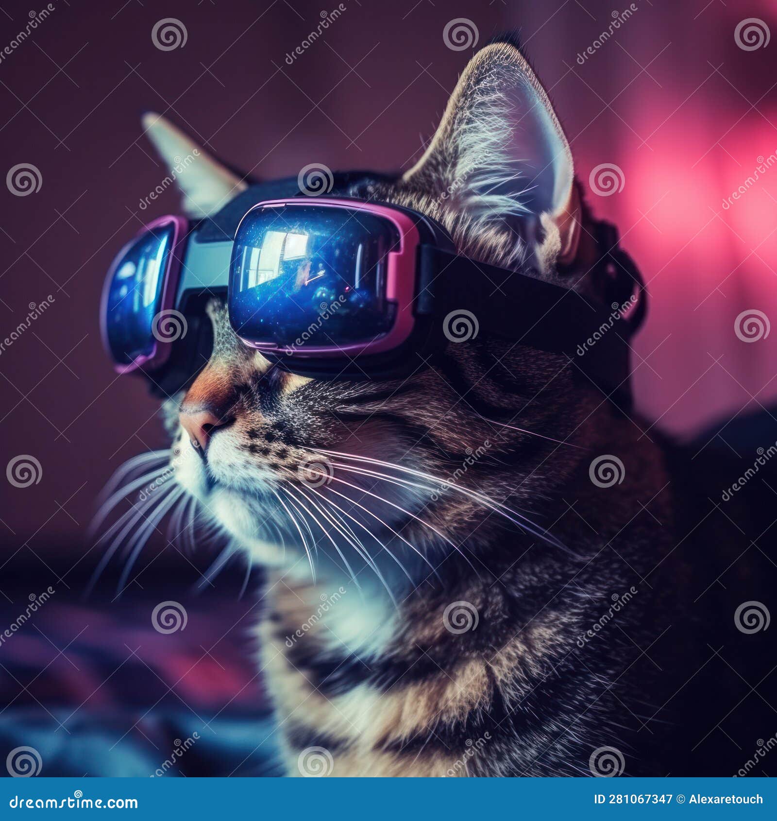 Cat in Virtual Glasses with Augmented Reality Stock Illustration ...