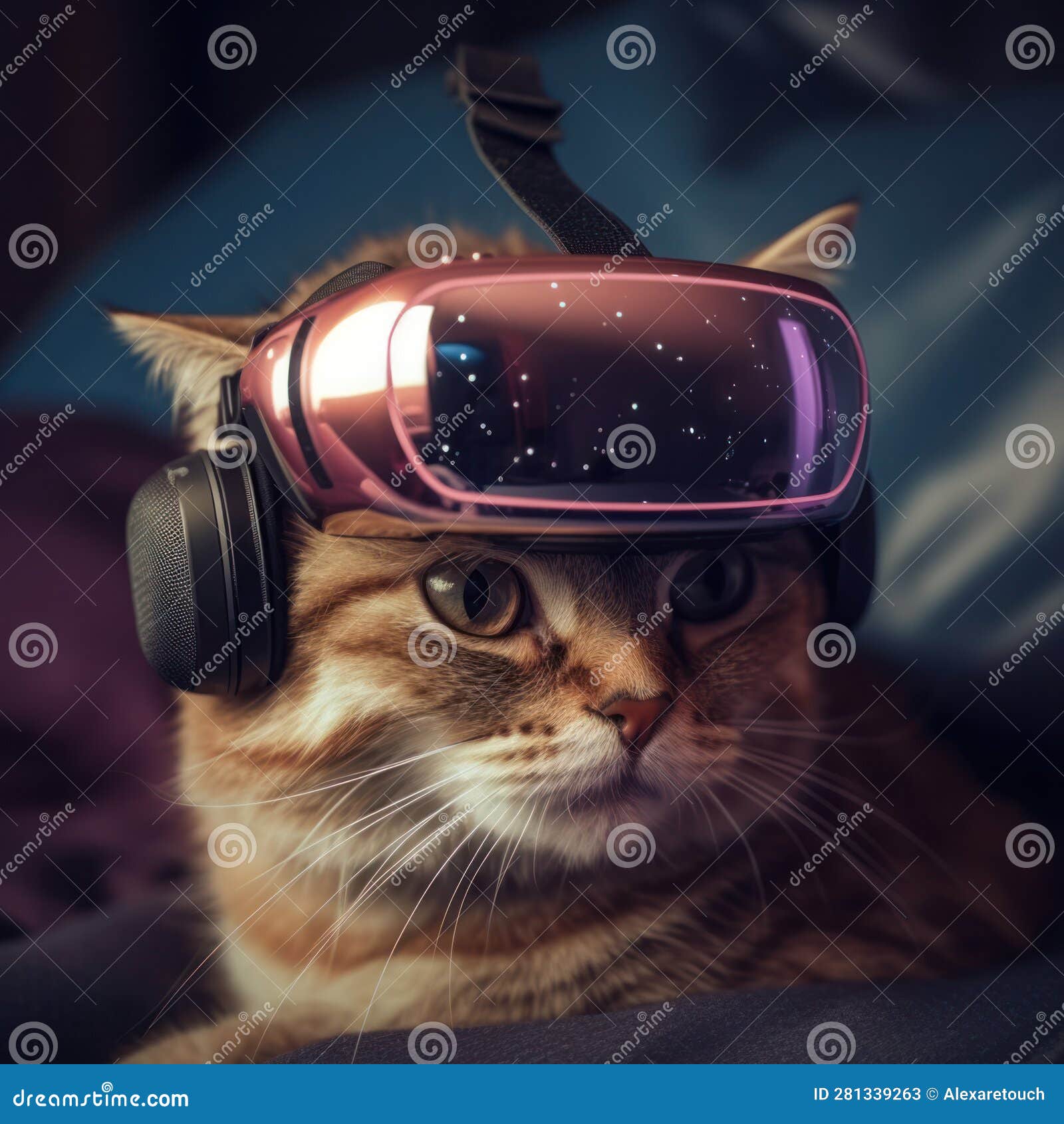 Cat in Virtual Glasses with Augmented Reality Stock Illustration ...