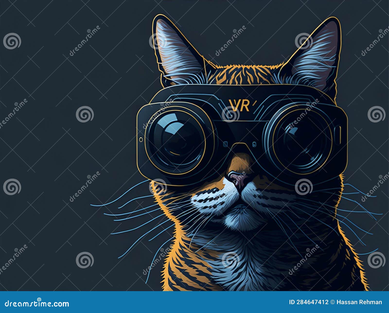 Cat in VR Glasses Illustration. Ai Generated Stock Illustration ...