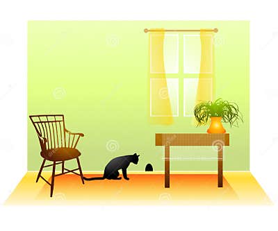 Cat Waiting for Mouse in Wall Stock Illustration - Illustration of ...