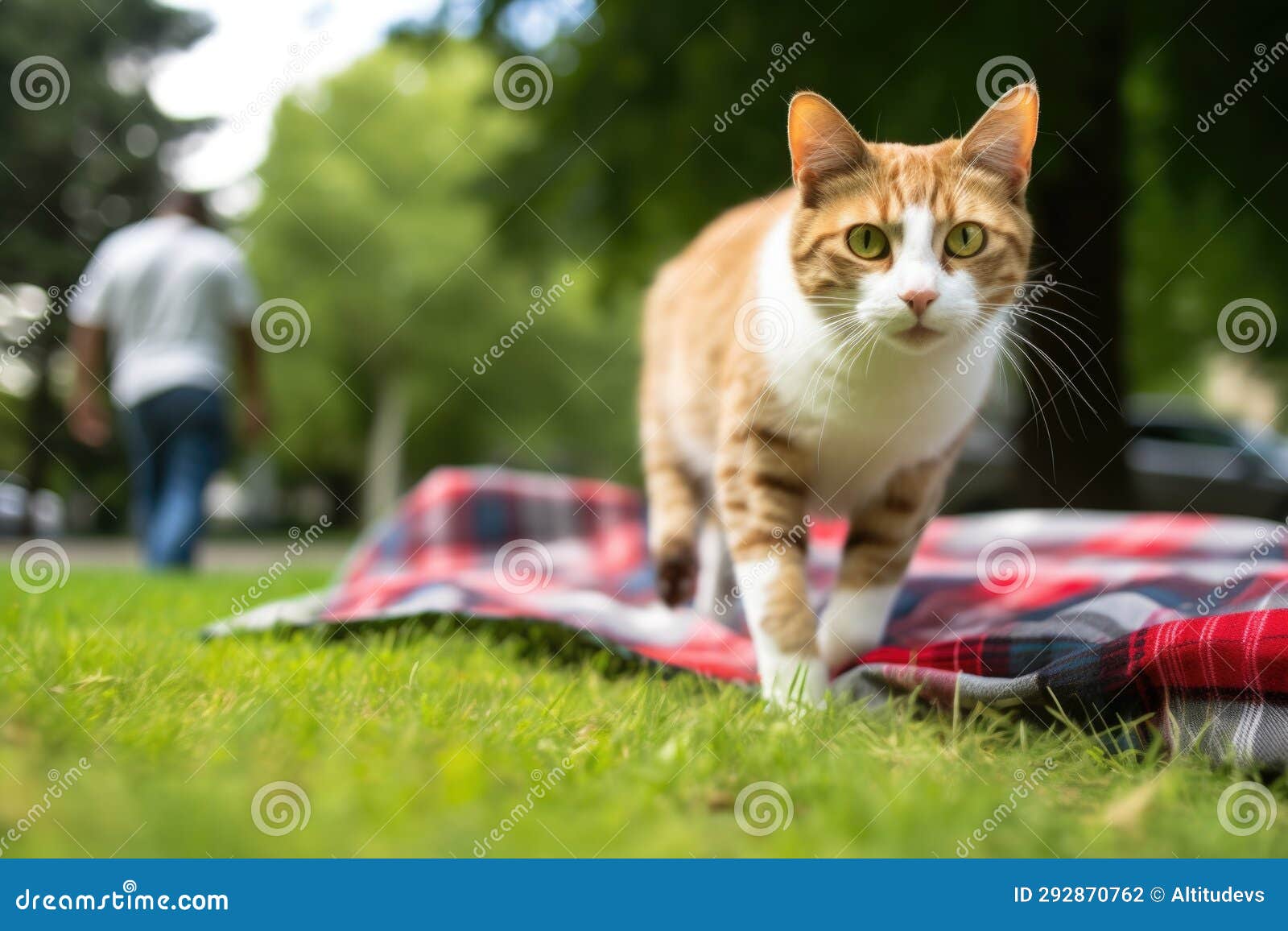 Cat Walking on a Camping Picnic Blanket Stock Illustration ...