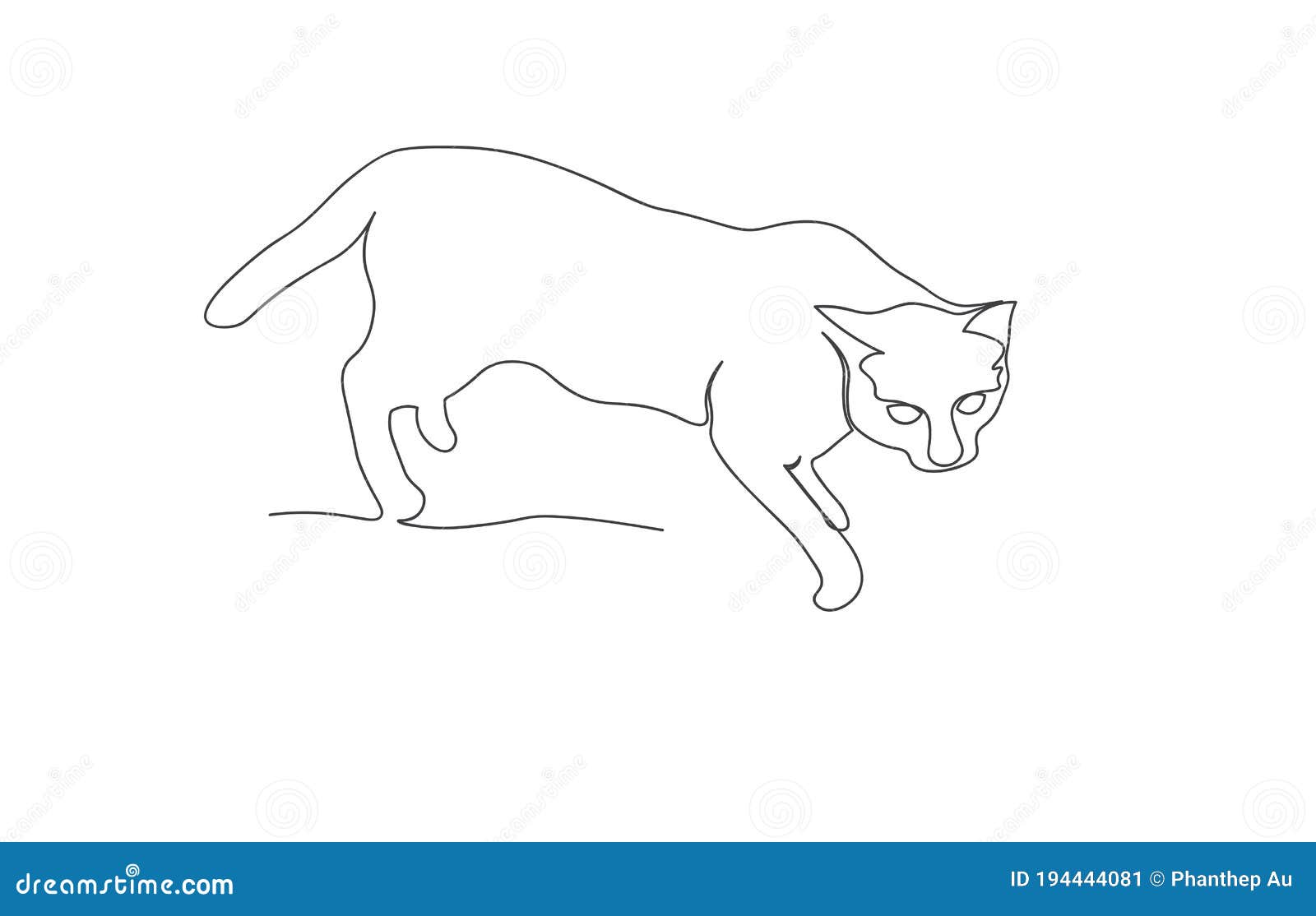 Cat Walking on Floor. Continuous Line Drawing Stock Vector ...