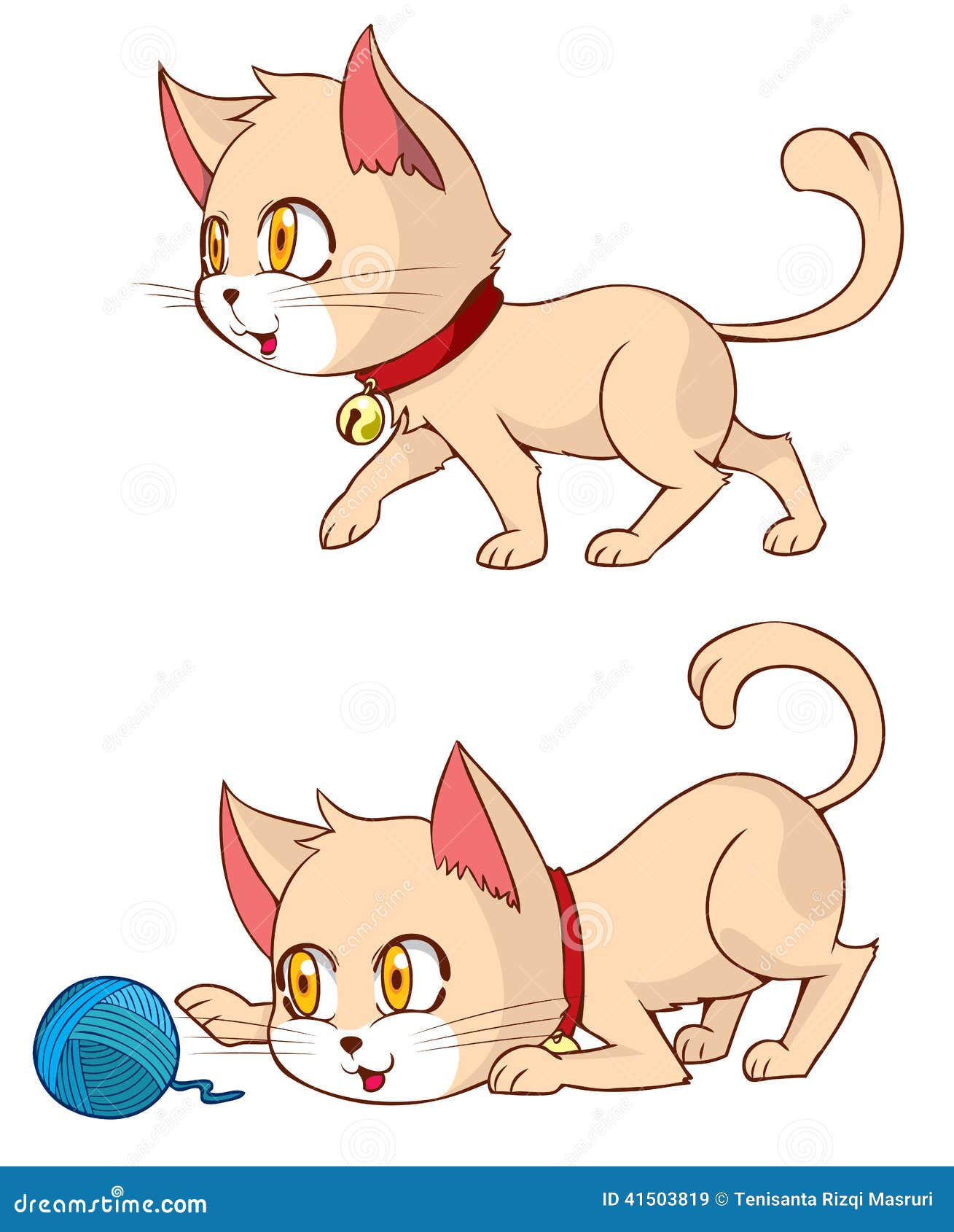Cat Walking and Play stock vector. Illustration of happy - 41503819