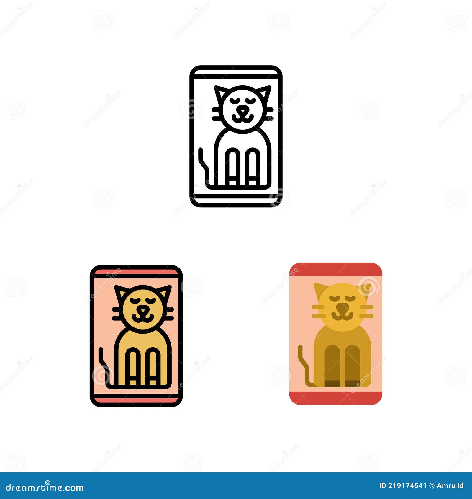 Cat for Wallpaper on Smartphone Icon, Logo, and Illustration Stock ...