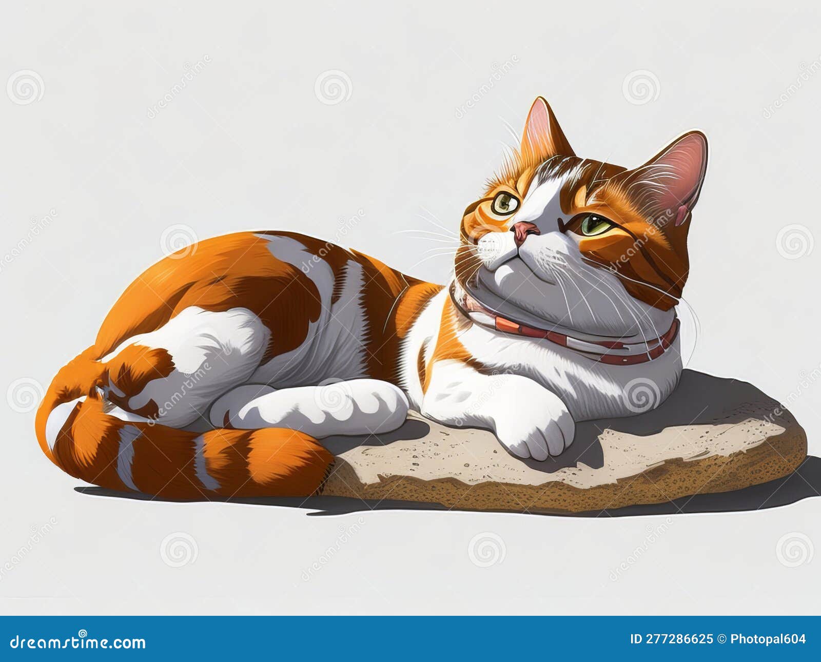 The Cat Was Sunbathing on the Stone. Stock Illustration - Illustration ...