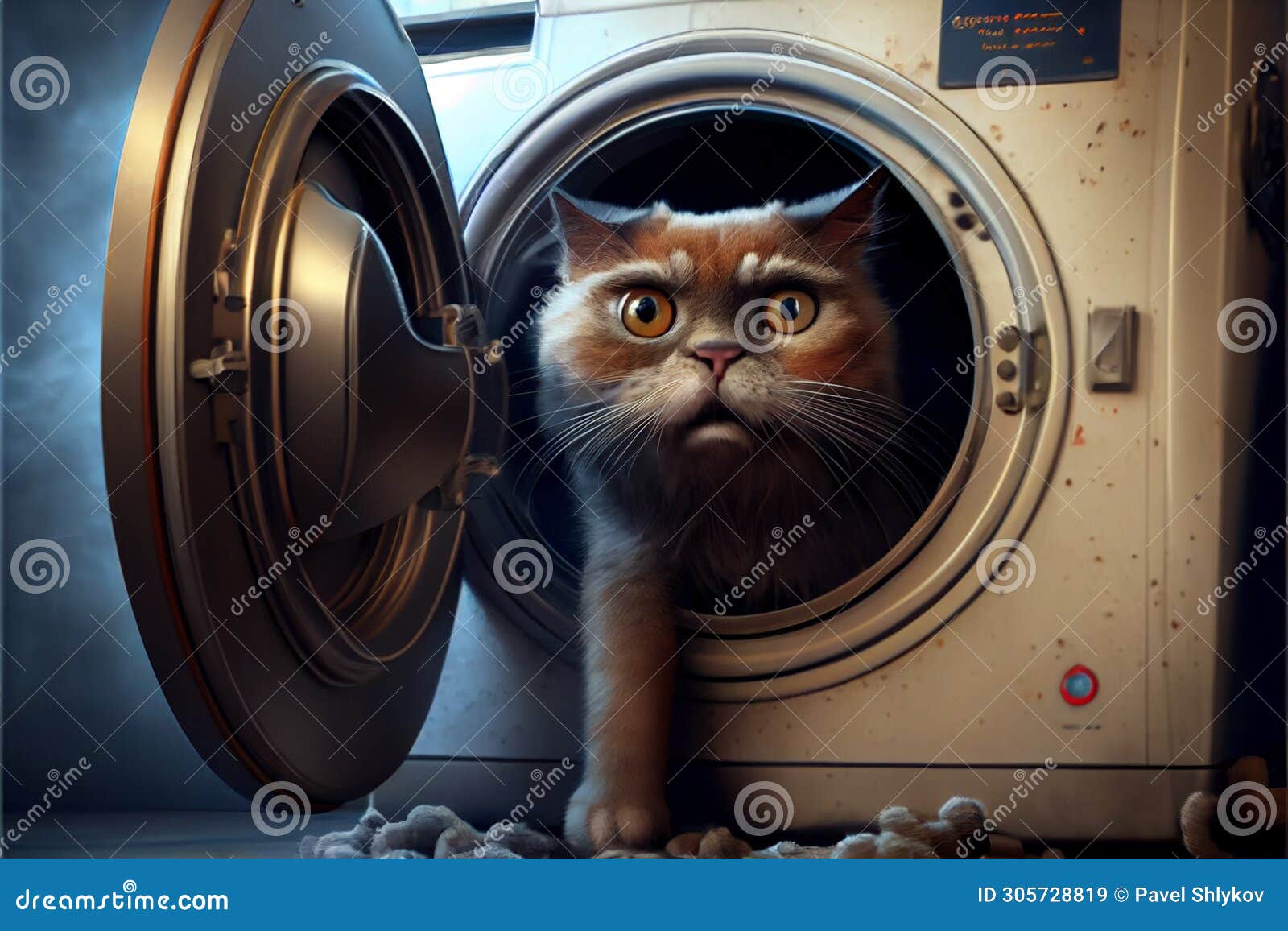 Cat in the Washing Machine. Stock Illustration - Illustration of ...