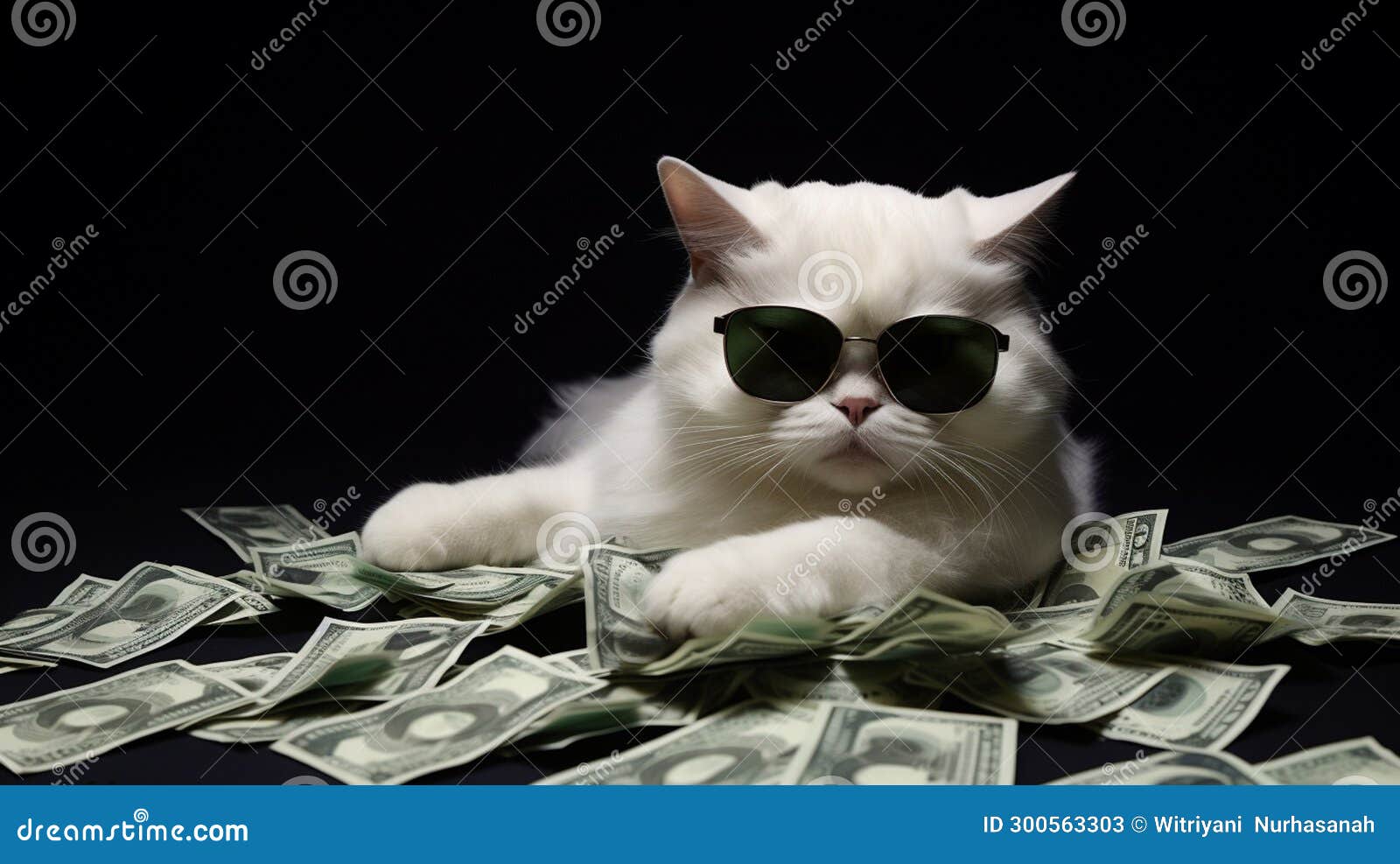 Cat Wearing CEO Uniforms and Sunglasses, Lying on His Back. Generative ...