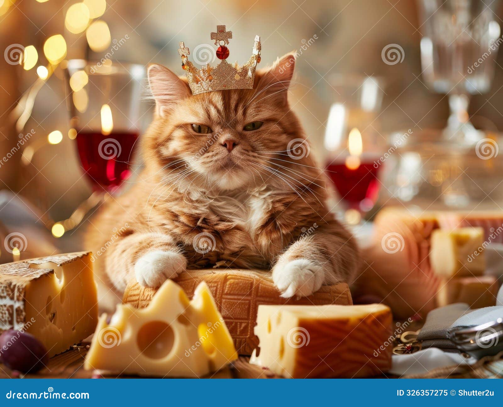 A cat wearing a crown stock illustration. Illustration of cheese ...