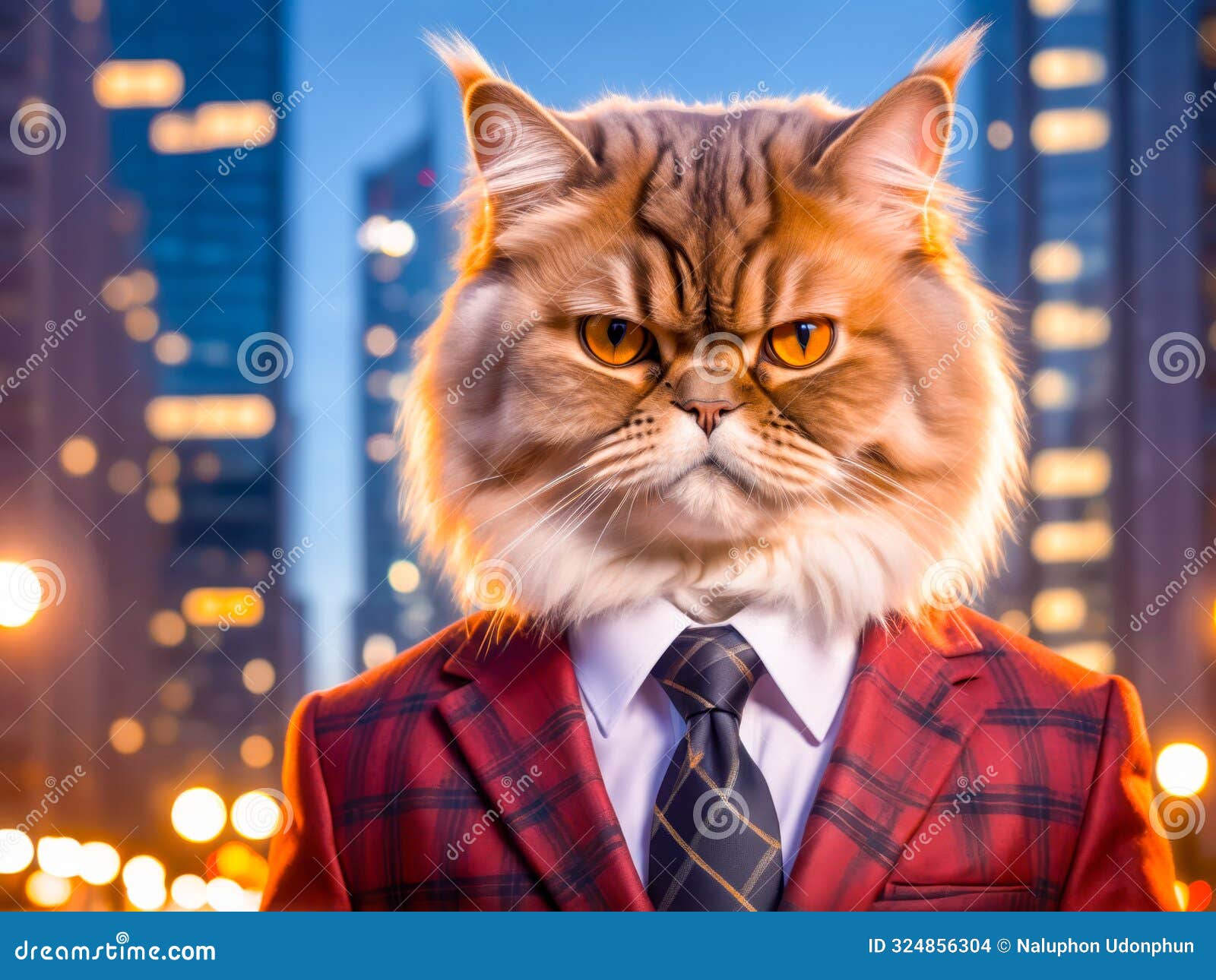 Cat Wearing a Red Business Suit Stock Illustration - Illustration of ...
