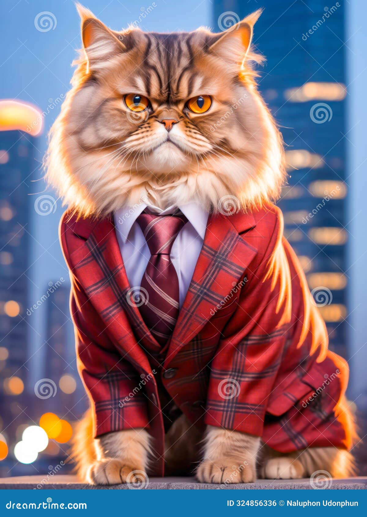 Cat Wearing a Red Business Suit Stock Illustration - Illustration of ...