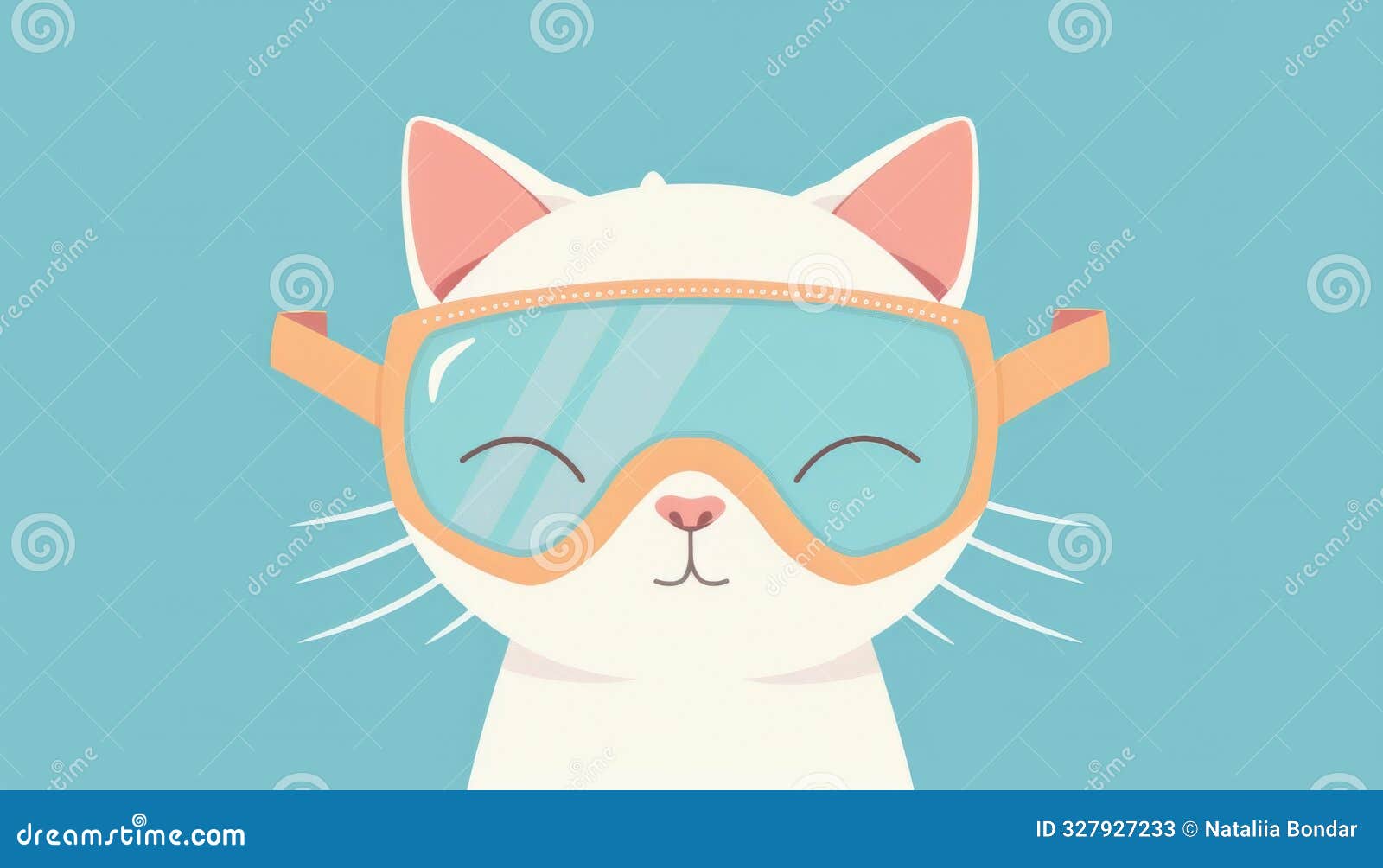 Cat Wearing Sk Goggles Looking Happy Illustration Stock Illustration ...
