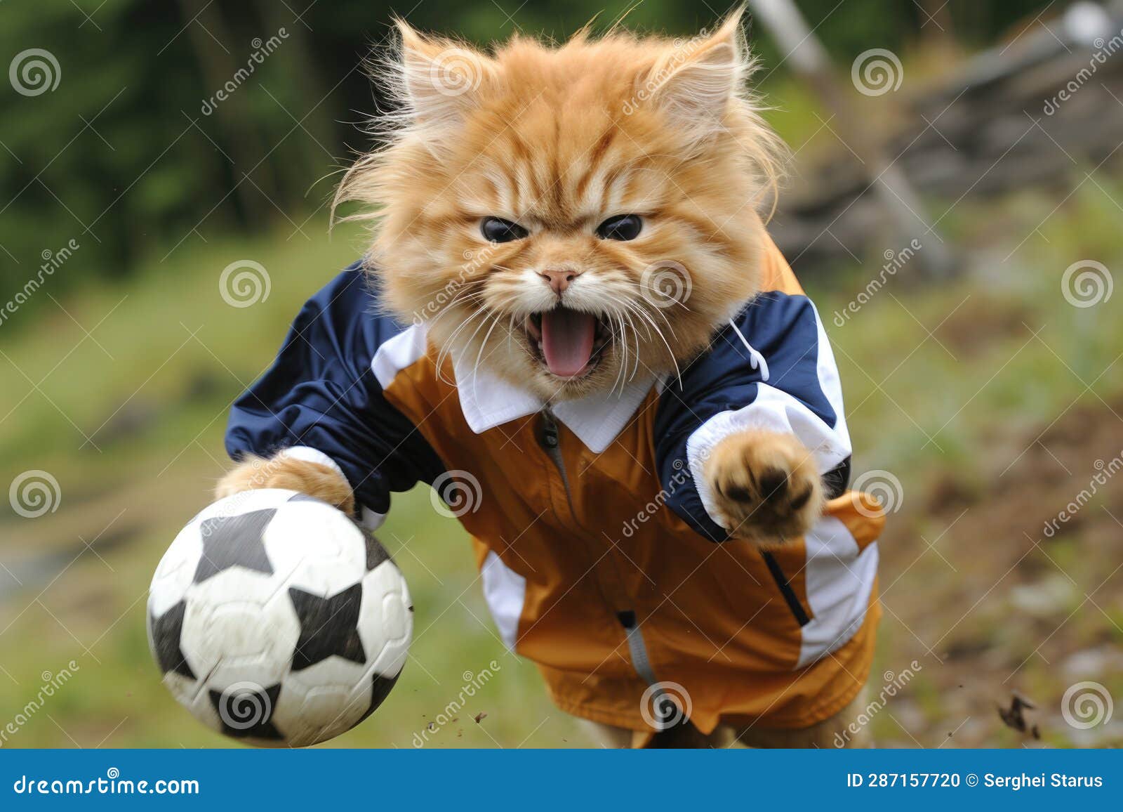 A Cat Wearing a Soccer Uniform. Generative AI Image. Stock Illustration ...