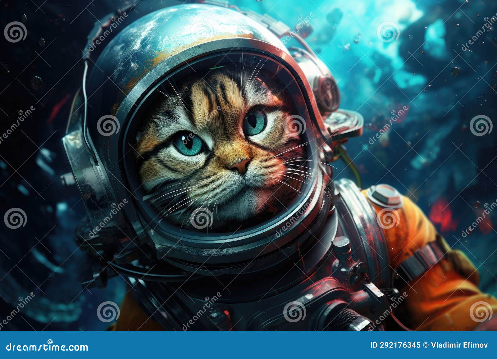 Cat Wearing a Spacesuit. Galaxy and Stars, and Around the Cat ...