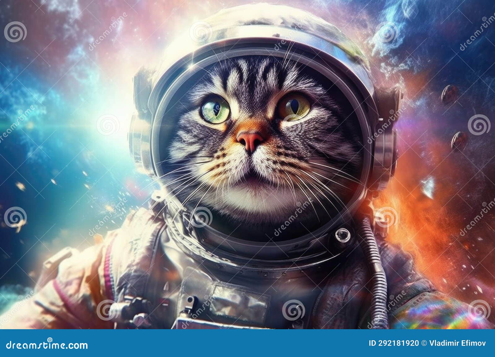 Cat Wearing a Spacesuit. Galaxy and Stars, and Around the Cat ...