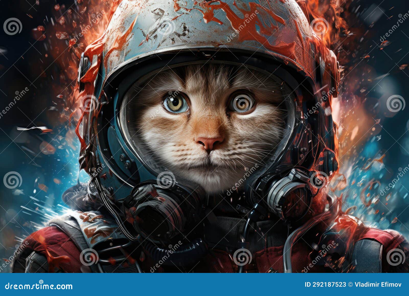Cat Wearing a Spacesuit. Galaxy and Stars, and Around the Cat ...