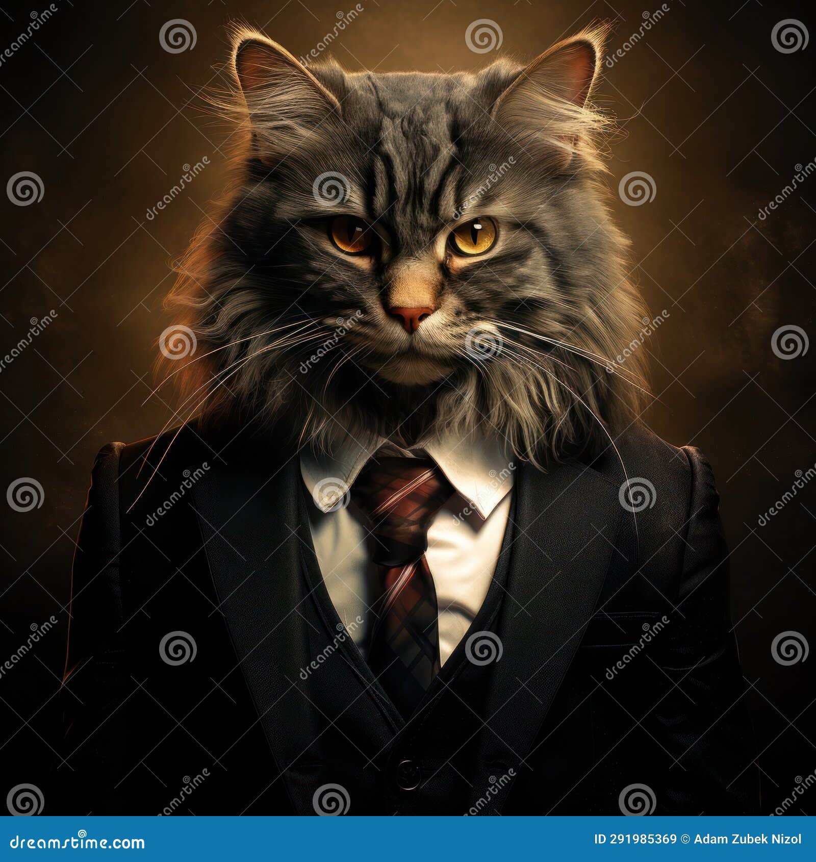 A Cat Wearing a Suit and Tie Stock Illustration - Illustration of ...