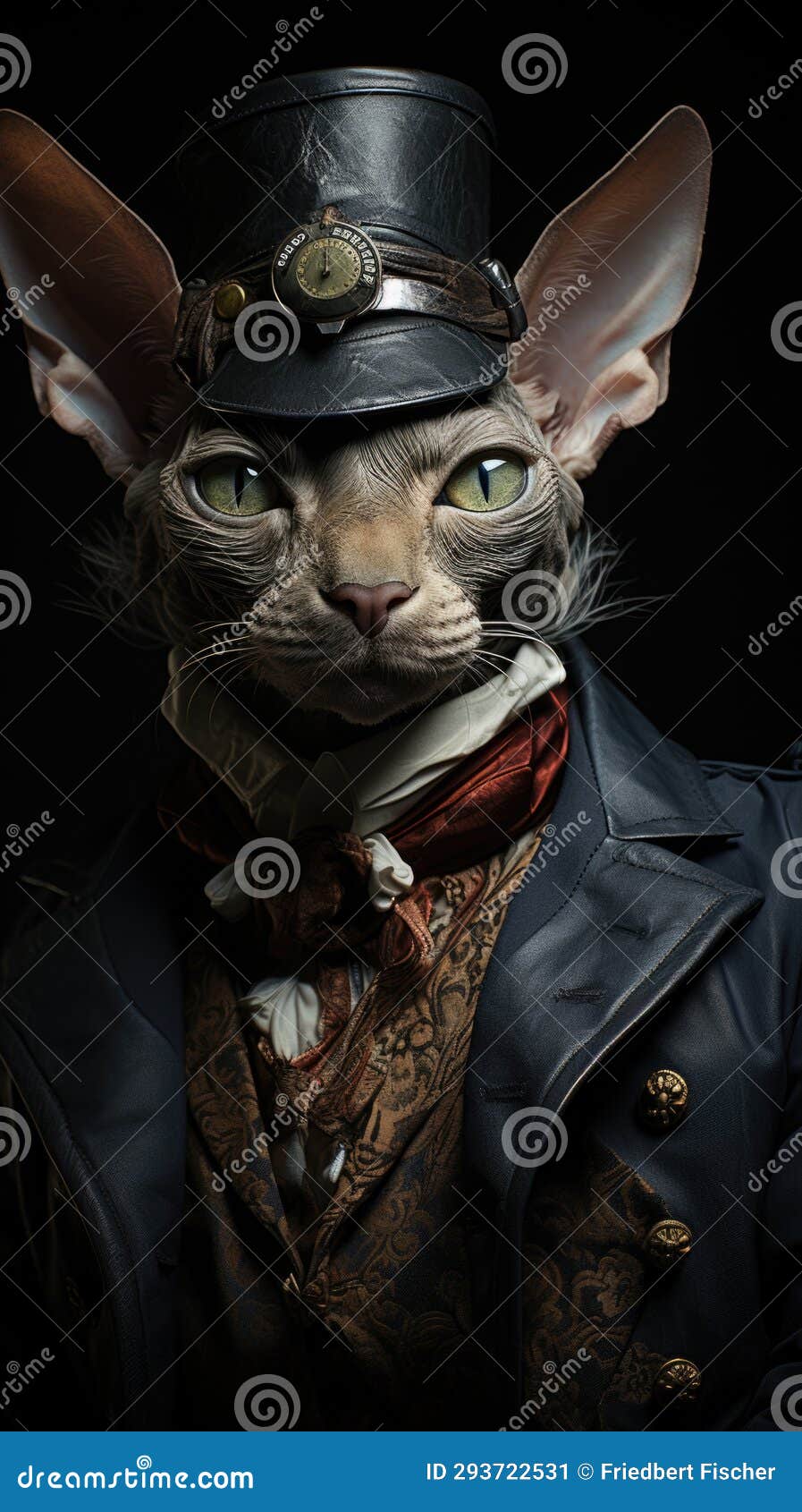 A Cat Wearing a Top Hat and Jacket Sphynx Cat Character. Stock Image ...