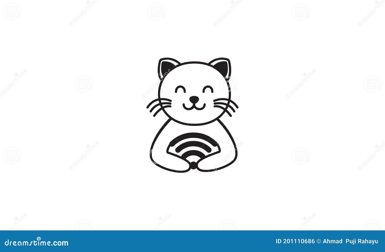 Cat with Wifi Lines Logo Vector Icon Design Stock Vector - Illustration ...